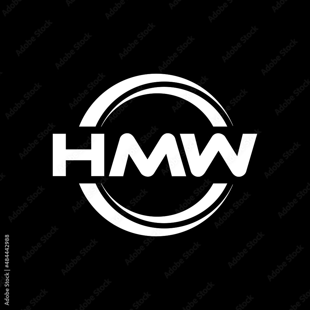 HMW letter logo design with black background in illustrator, vector ...