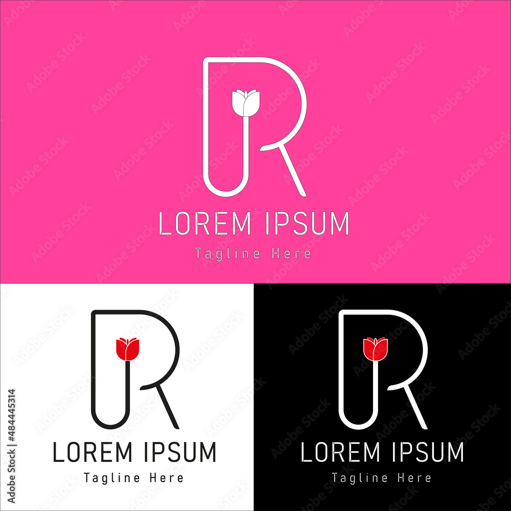 letter R For Rose logo vector design Stock Vector | Adobe Stock