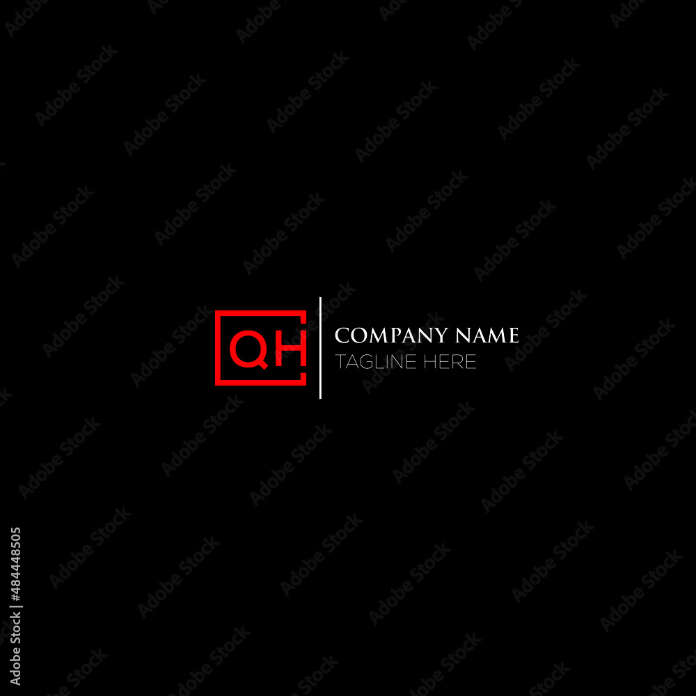 QH letter logo design on black background. QH creative initials letter ...