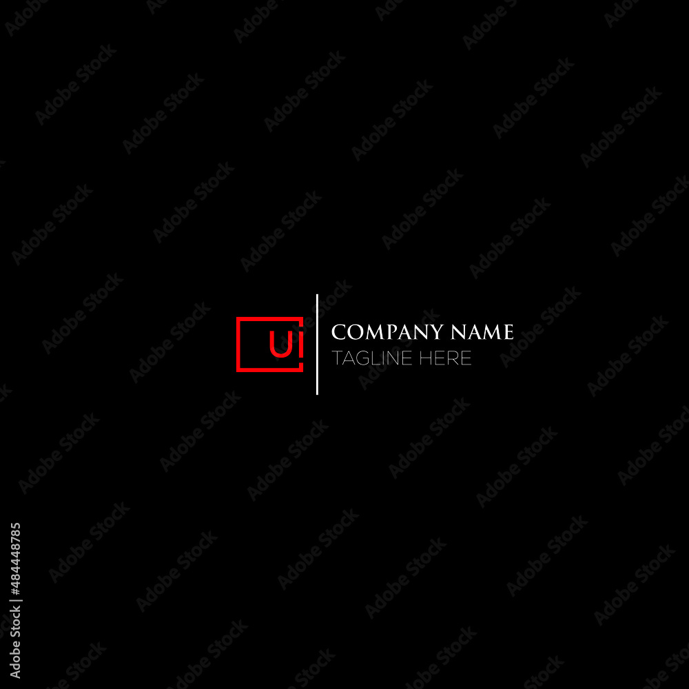 UI letter logo design on black background. UI creative initials letter ...