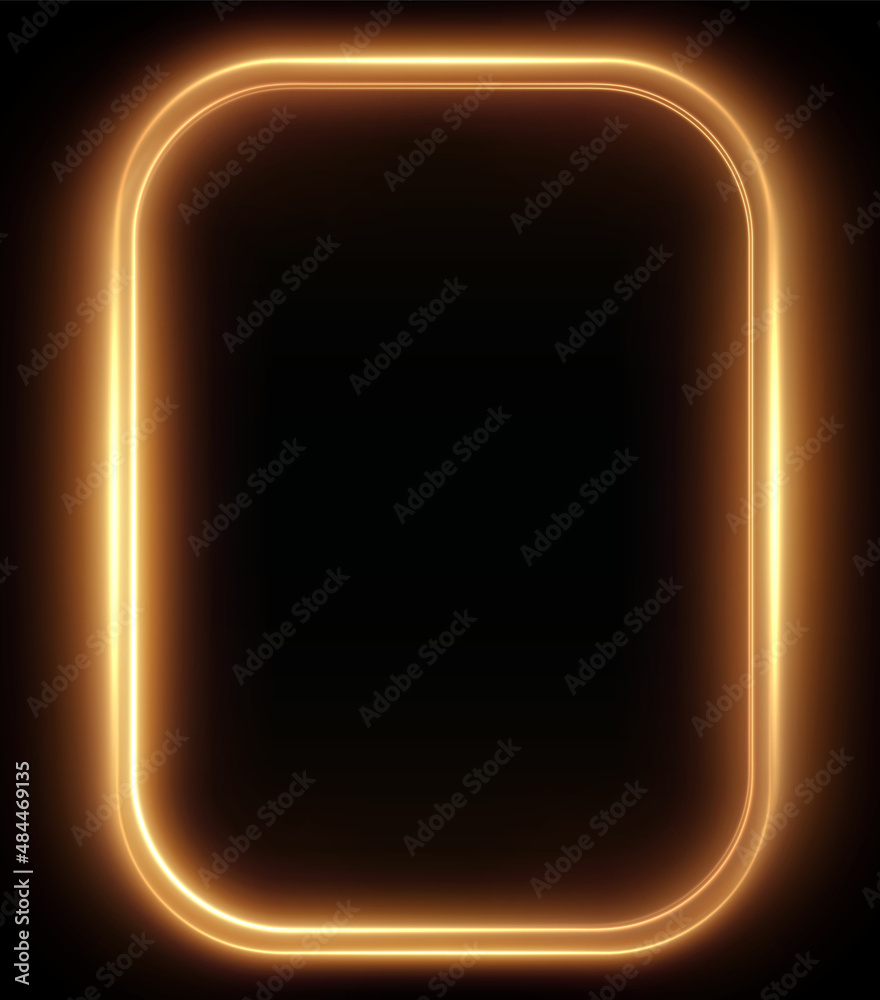 Gold light frame PNG made of light golden abstract lines on a ...