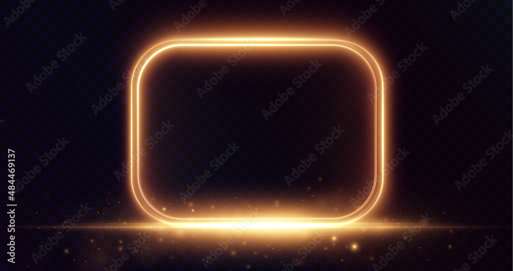 Gold light frame PNG made of light golden abstract lines on a ...