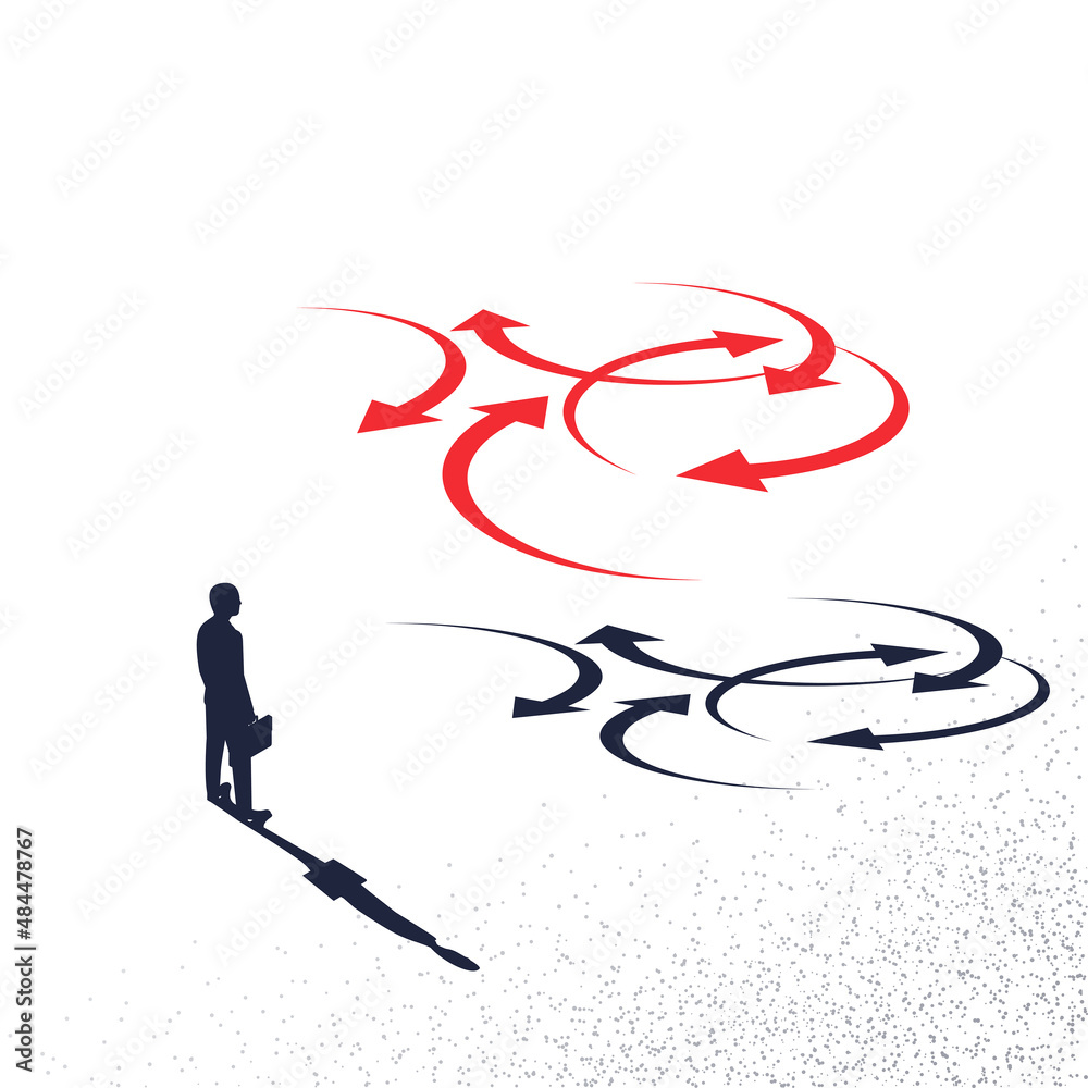 Confused direction black silhouette. Confusion concept. Vector ...