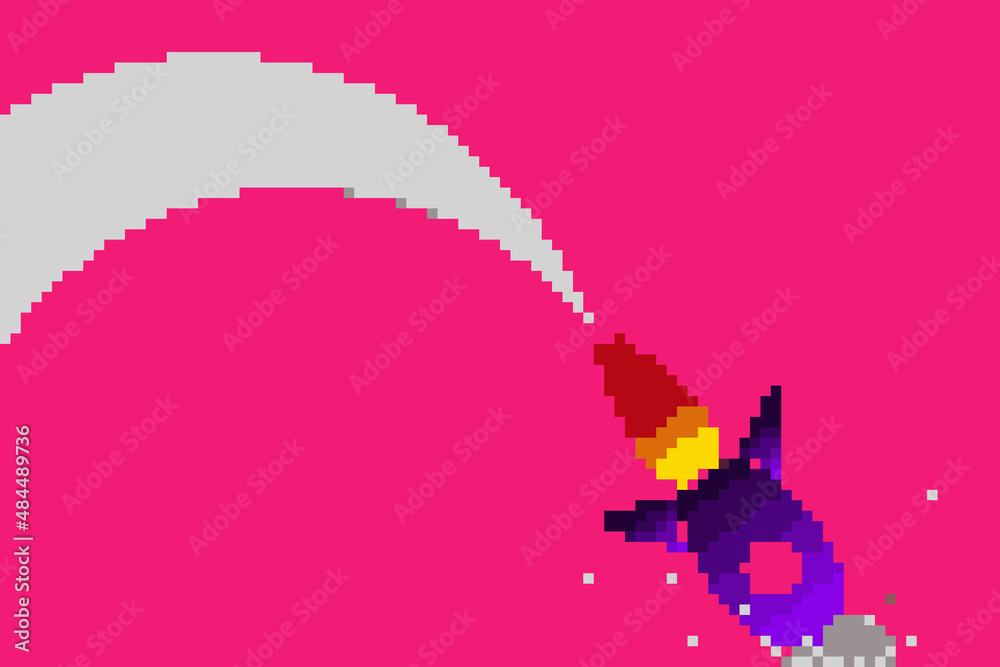 fallen rocket drawing in pixel art style. 16 bit old school graphic ...