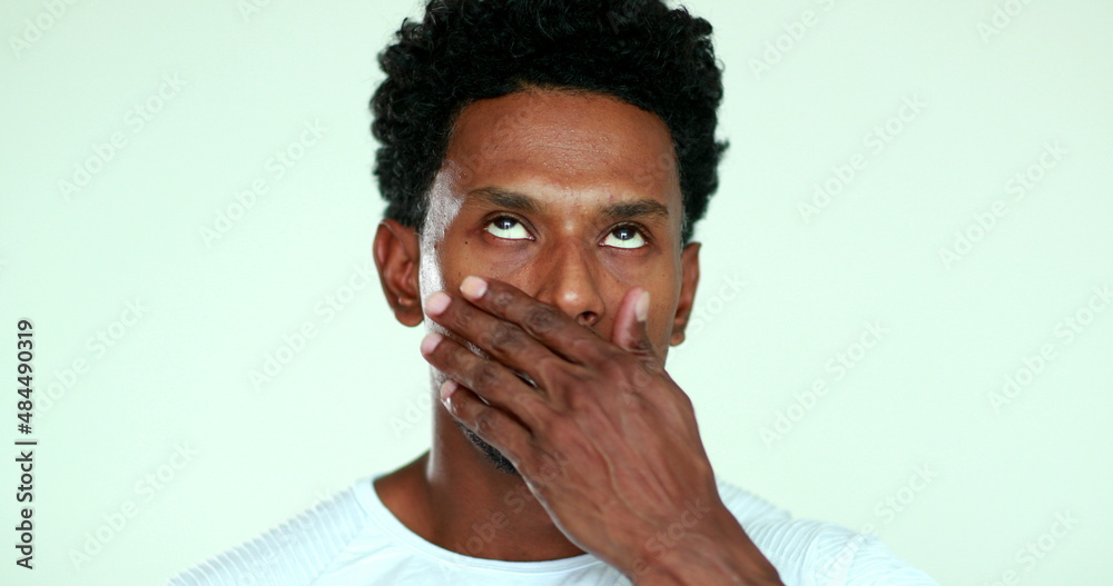 African American man portrait feeling displeased, negative emotion ...