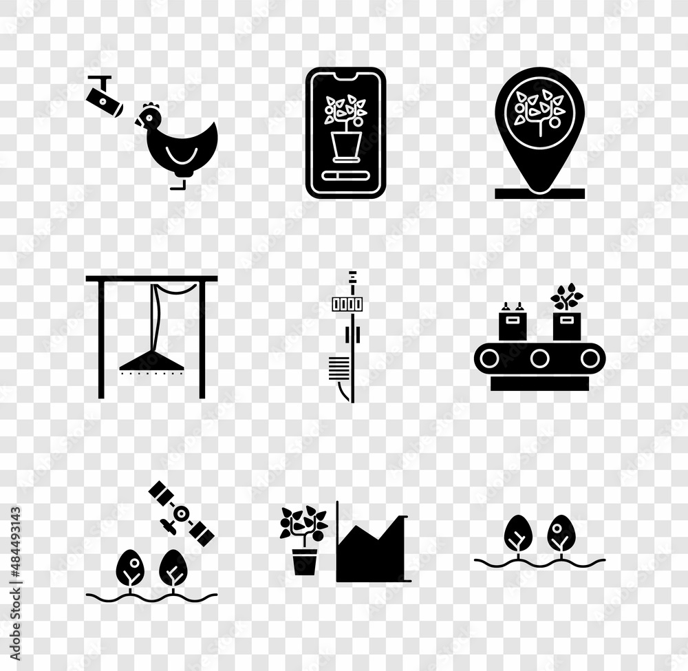 Set Chicken farm and camera, Smart control farming system, Location ...