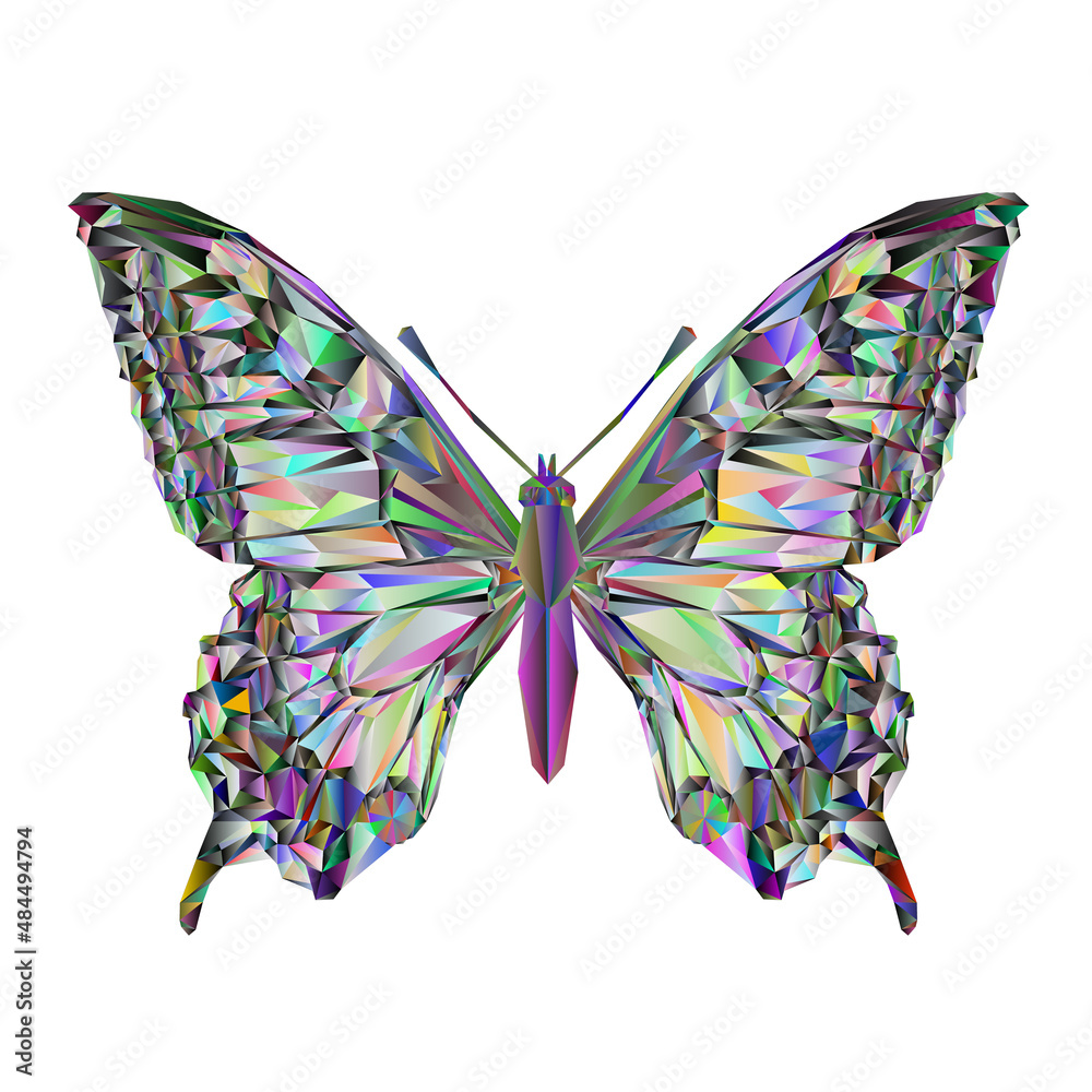 Butterfly swallowtail beautiful insect multicolored polygons vector ...