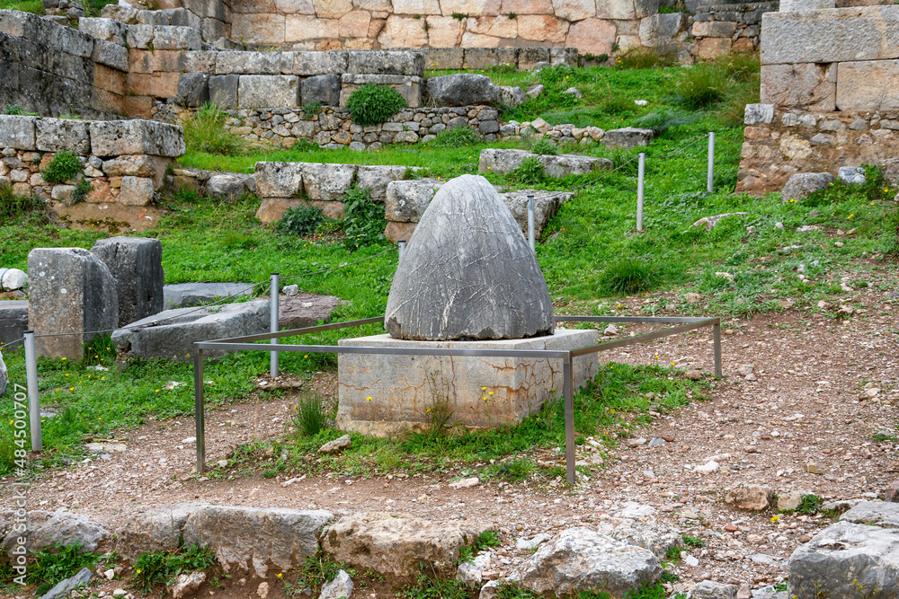 The omphalos, an ancient religious stone artifact marking the center of ...