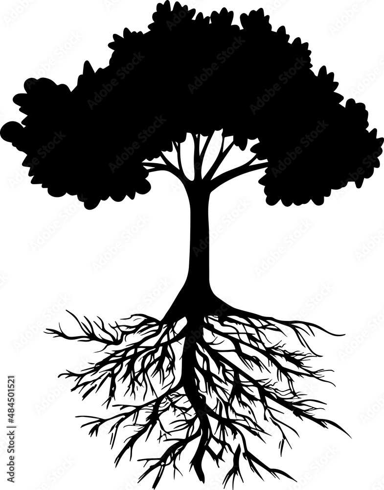 Tree With Roots Silhouettes Tree With Roots SVG EPS PNG Stock Vector ...