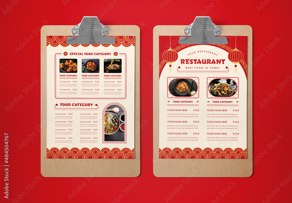 Chinese New Year Food Menu Layout Stock Template | Adobe Stock