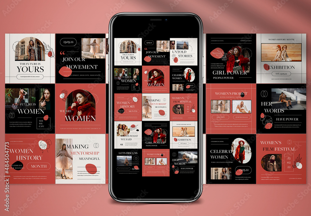 Women History Month Social Media Layout Stock Template | Adobe Stock