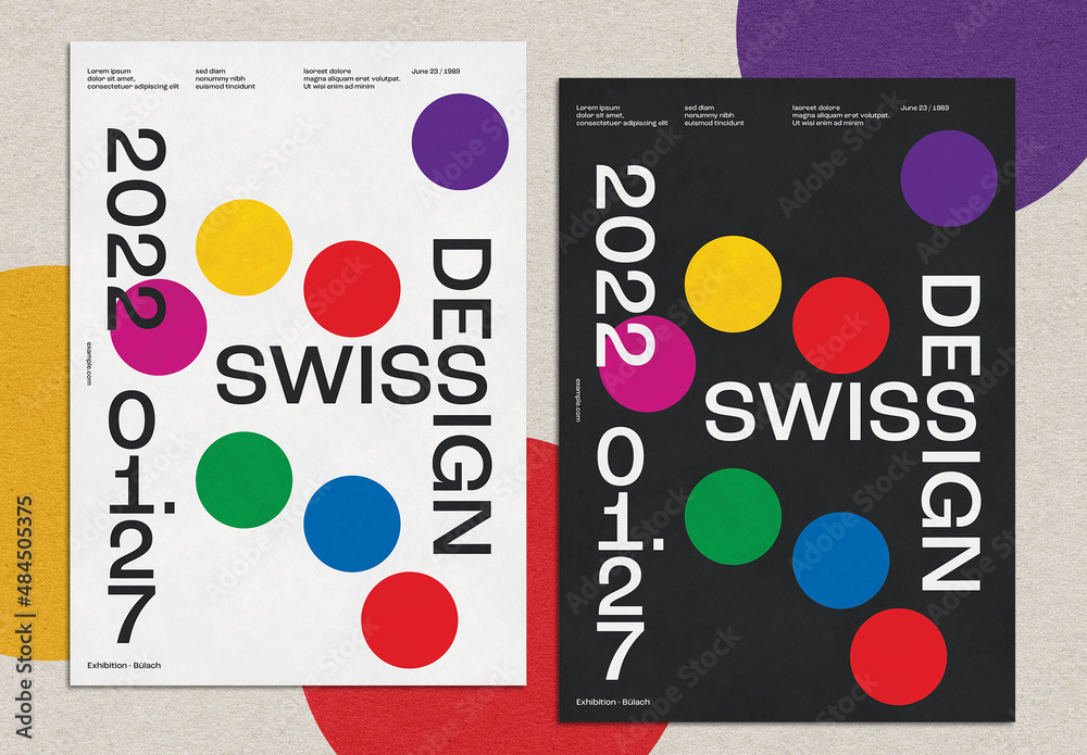 Creative Party and Event Poster Layout in the Swiss Style Stock ...