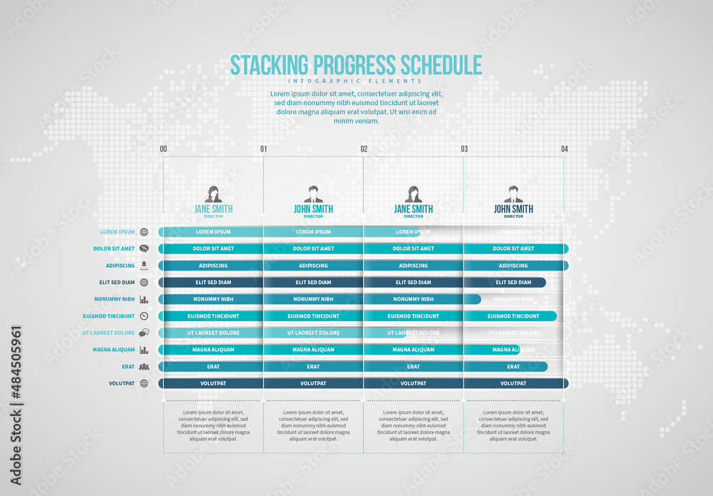 Stacking Progress Schedule Infographic Stock Template | Adobe Stock