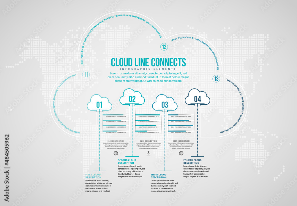 Cloud Line Connects Infographic Stock Template | Adobe Stock