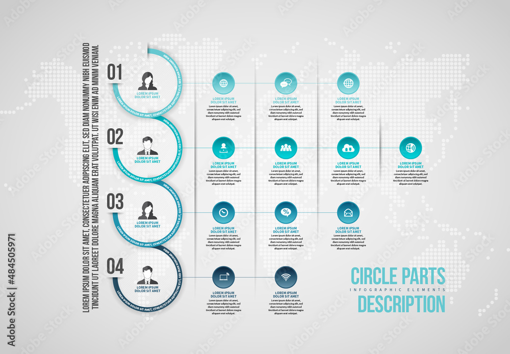 Circle Parts Description Infographic Stock Template | Adobe Stock