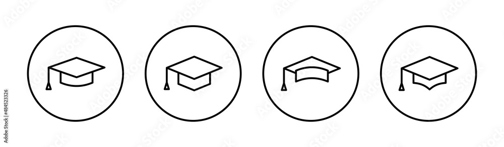Education icon set. Graduation cap sign and symbol. Graduate. Students ...