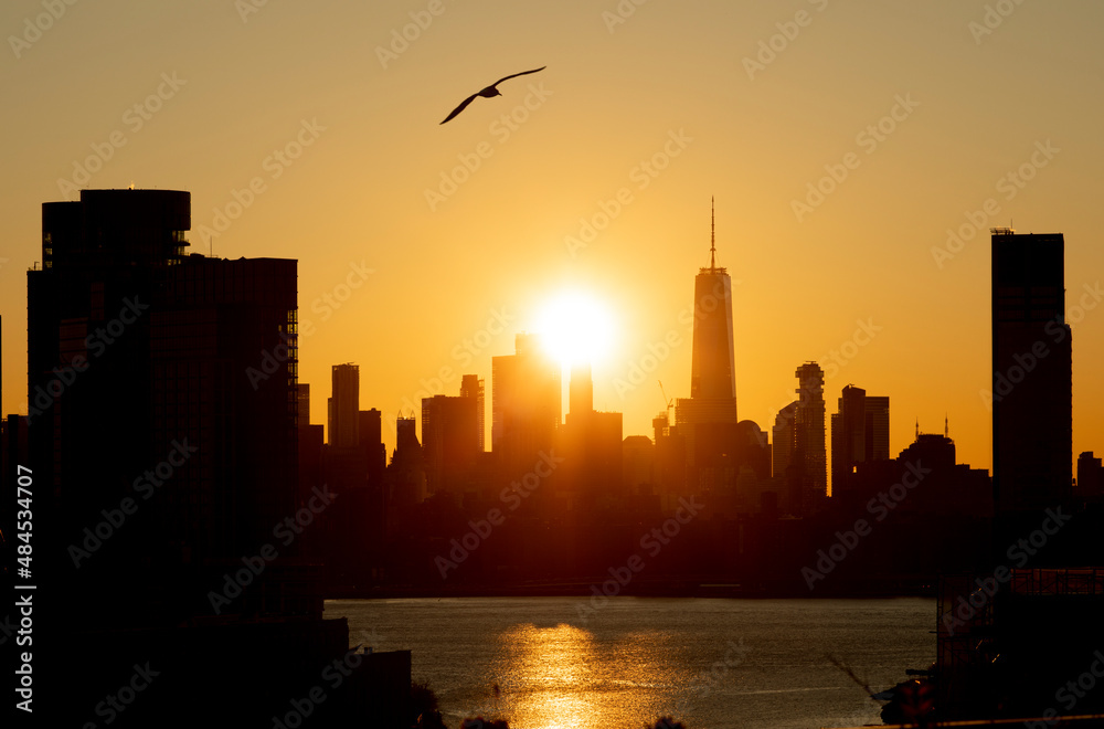 Manhattan Skyline Sunset Stock Photo | Adobe Stock