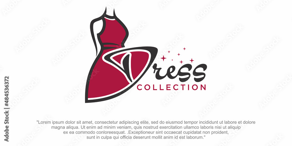 Red Dress boutique or fashion dress logo design vector Stock Vector ...