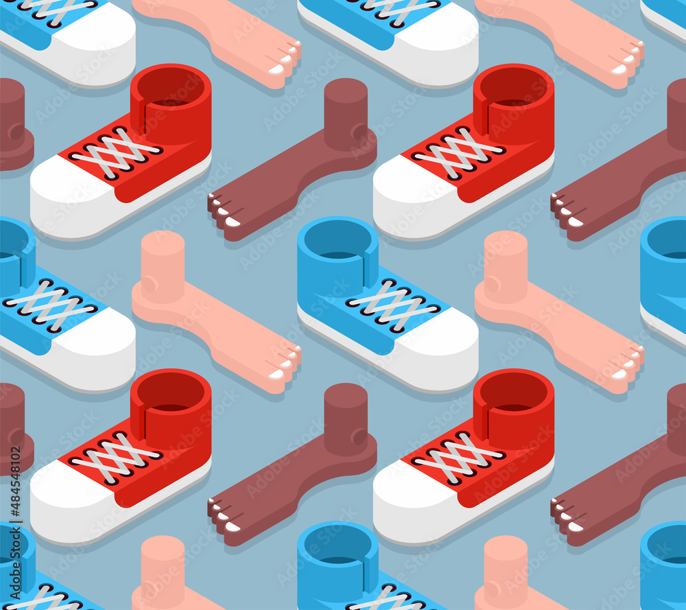 Feet and Sneakers pattern seamless. Toes and shoes background. vector ...