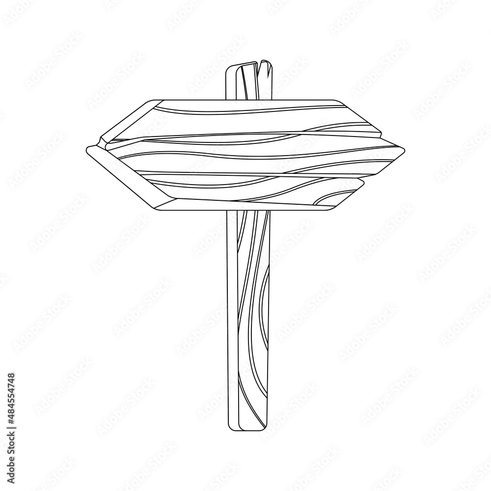 Wooden black line empty billboard set vector. Continuous line drawing ...