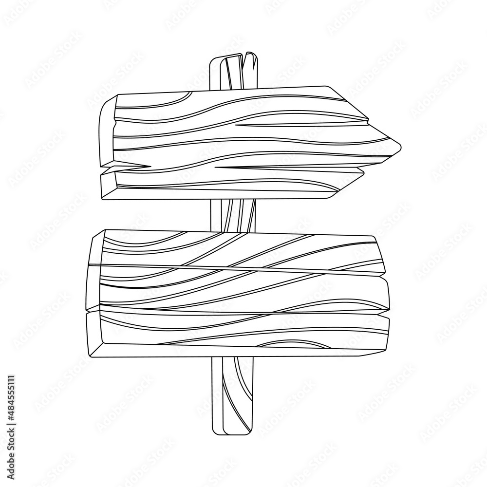 Wooden black line empty billboard set vector. Continuous line drawing ...