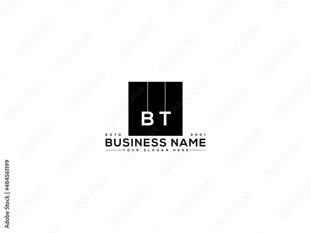Letter BT Square Logo, Monogram bt Logo Letter Vector with Square Black ...