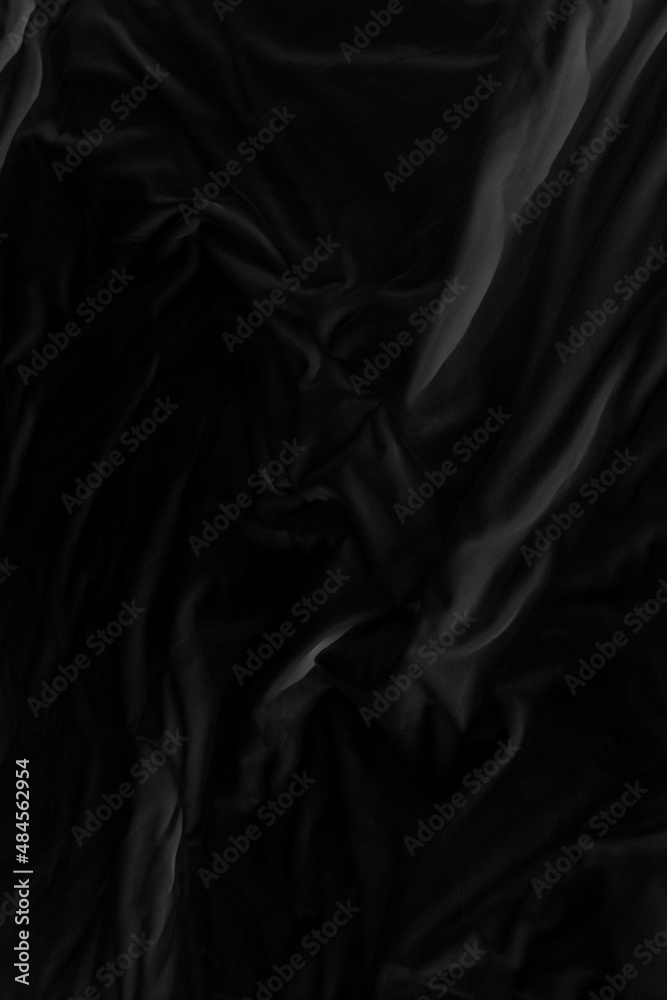 Black fabric texture for background; Abstract black fabric cloth wave ...