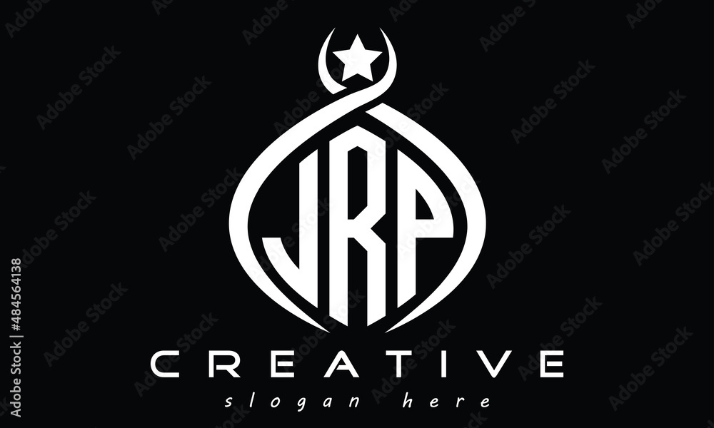 JRP three letters monogram curved oval initial logo design, geometric ...
