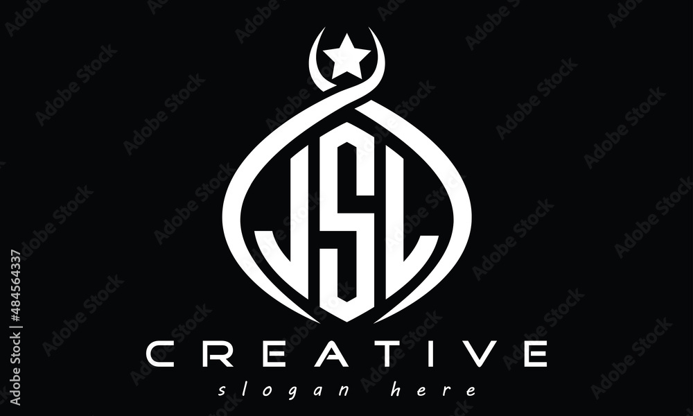 JSL three letters monogram curved oval initial logo design, geometric ...