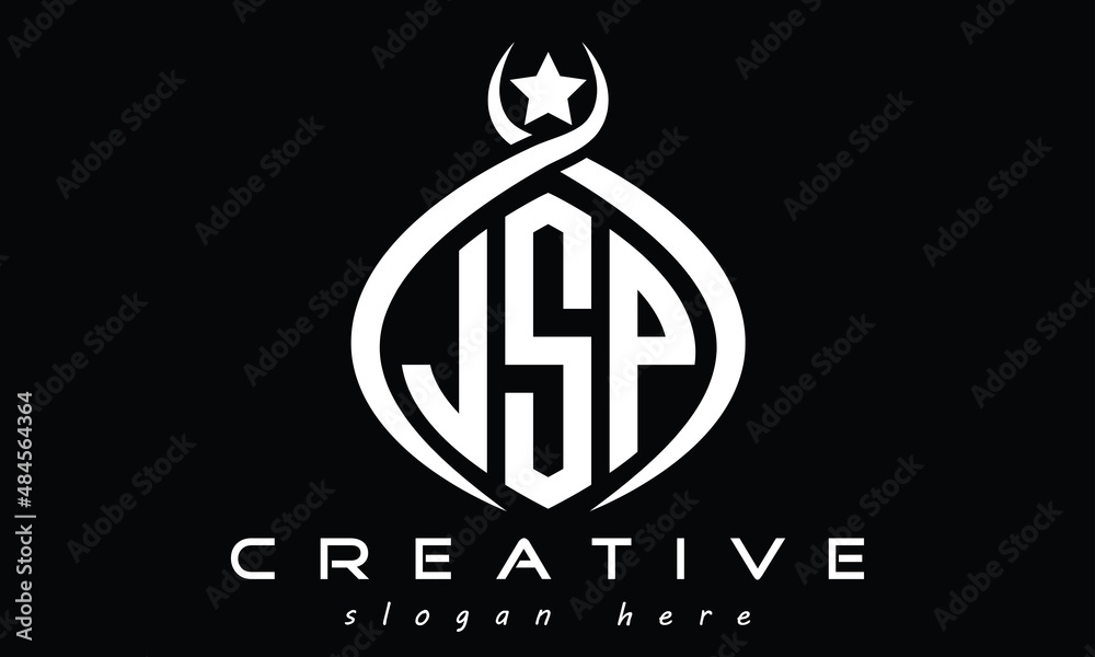 JSP three letters monogram curved oval initial logo design, geometric ...