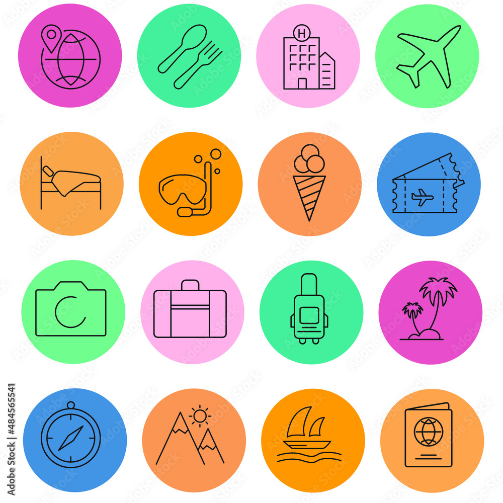 travel icon set . travel pack vector elements for infographic web. with ...