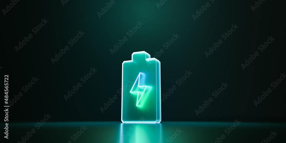 Glowing power neon light futuristic energy storage, high capacity ...