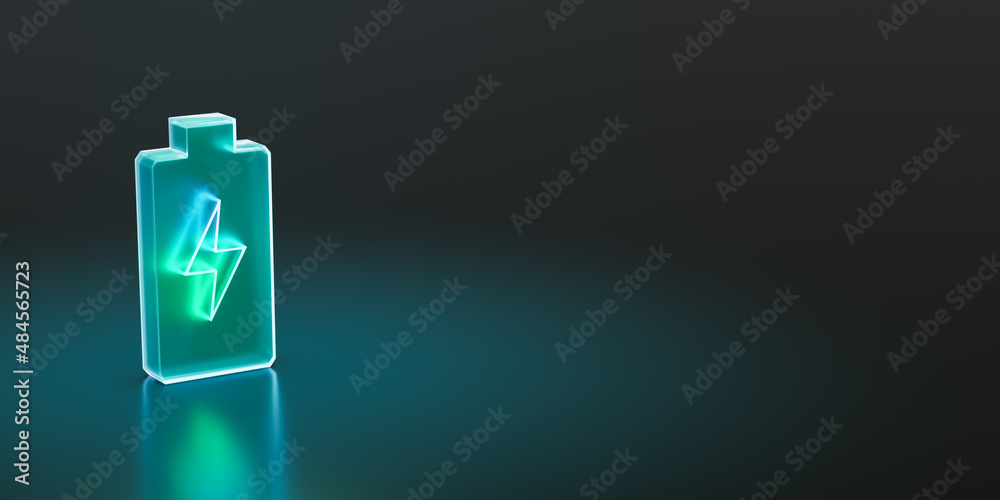 Glowing power neon light futuristic energy storage, high capacity ...
