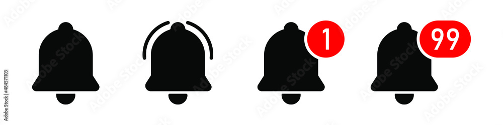 Bell symbols for web, app, ui. Notification bell icons. Ringing bells ...