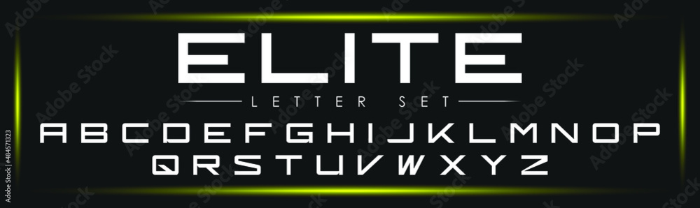ELITE modern tech alphabet letter set design. Luxury vector typeface ...