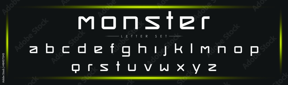 MONSTER modern tech alphabet letter set design. Luxury vector typeface ...