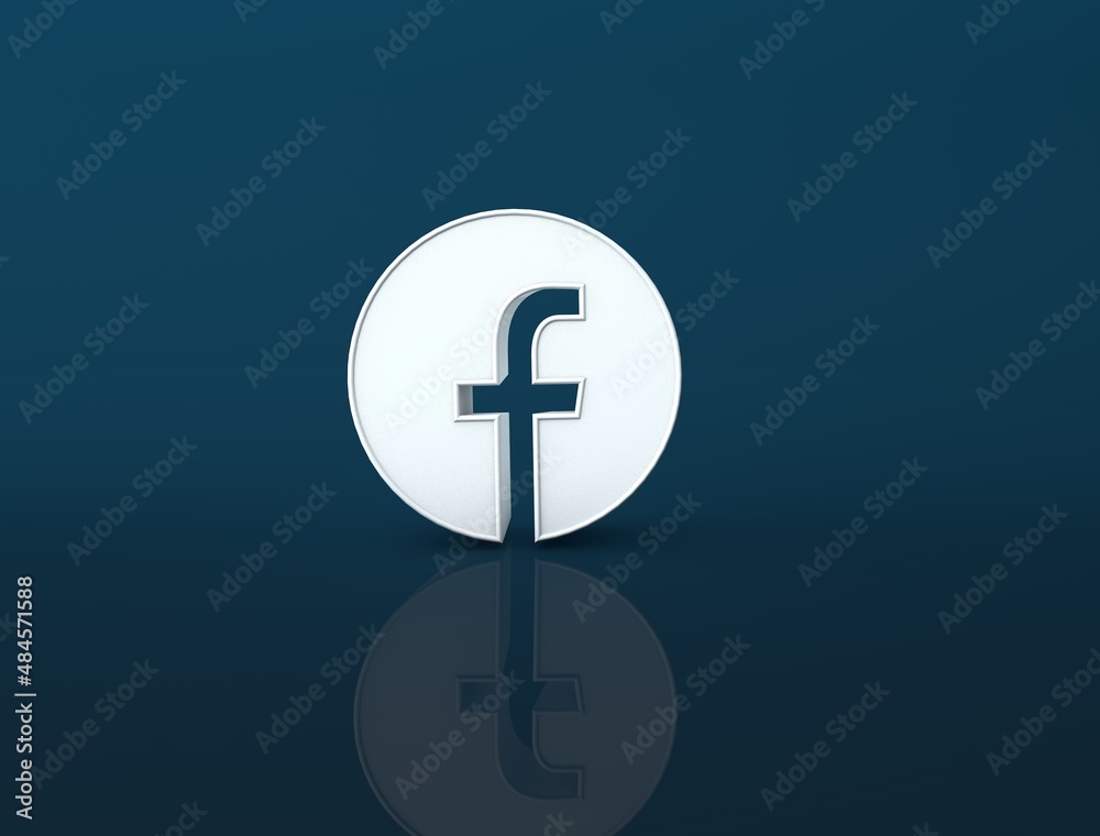 facebook logo 3d Social media logo 3D Rendering image Stock Photo ...