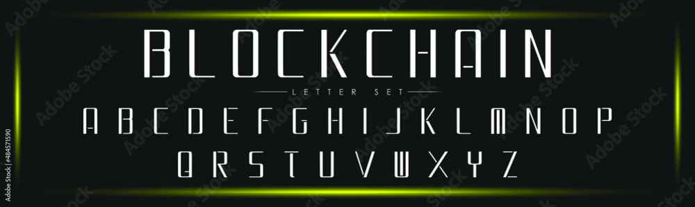 BLOCKCHAIN modern tech alphabet letter set design. Luxury vector ...