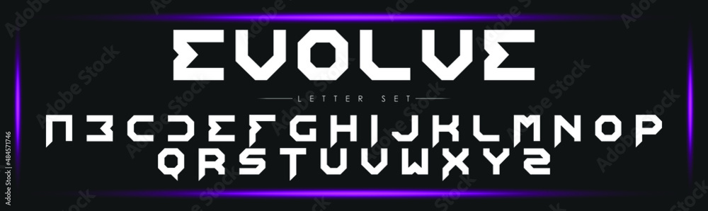 EVOLVE modern tech alphabet letter set design. Luxury vector typeface ...