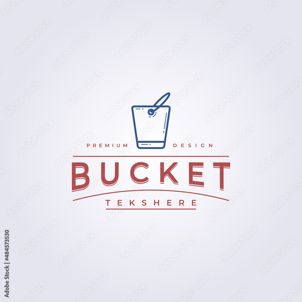 simple bucket pail well logo vector illustration, line bucket template ...