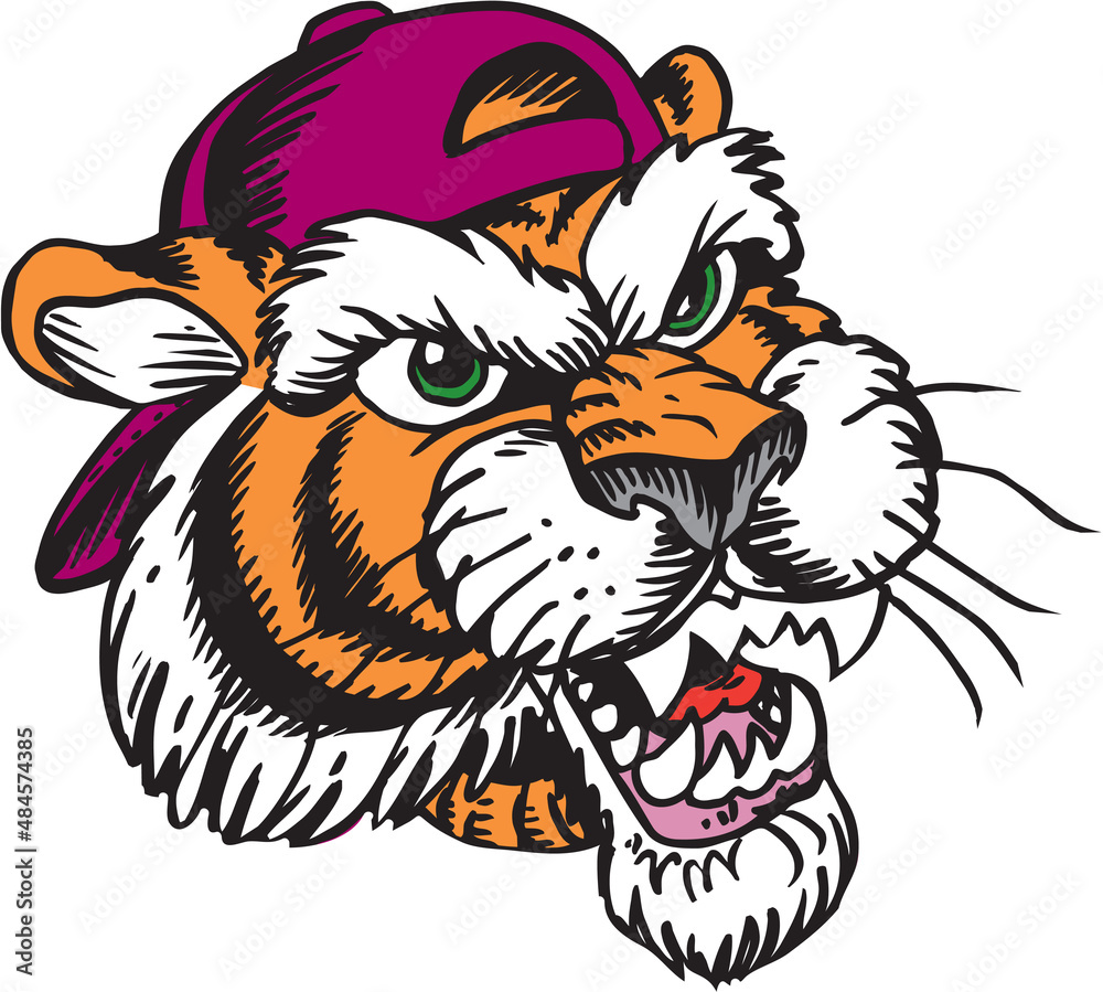 Tiger Mascot Head Vector Illustration Stock Illustration | Adobe Stock