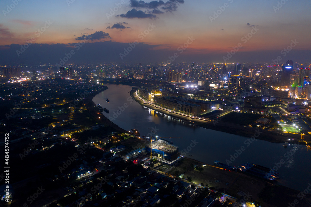 Top View of Building in a City - Aerial view Skyscrapers flying by ...