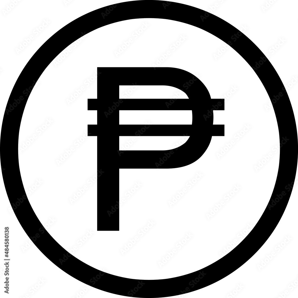 Philippine Peso coin black line icon. Symbol and sign vector ...