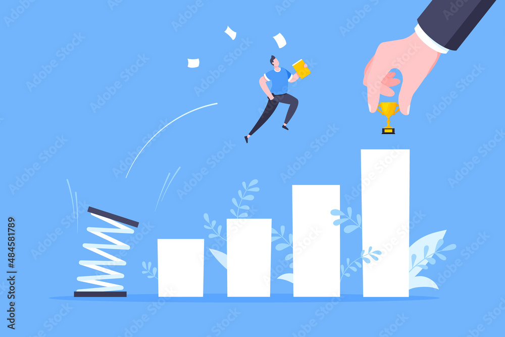 Business mentor helps to improve career with springboard vector ...