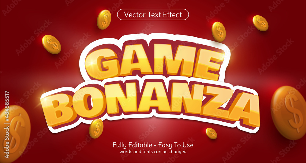 Creative 3d text game bonanza editable style effect template Stock ...
