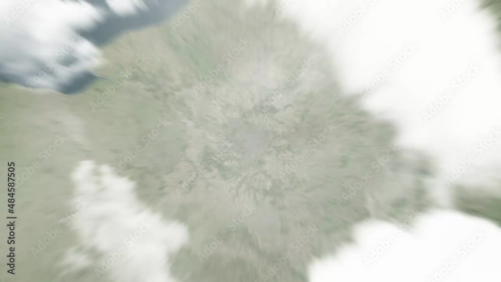Earth zoom in from outer space to city. Zooming on France, Paris. The ...