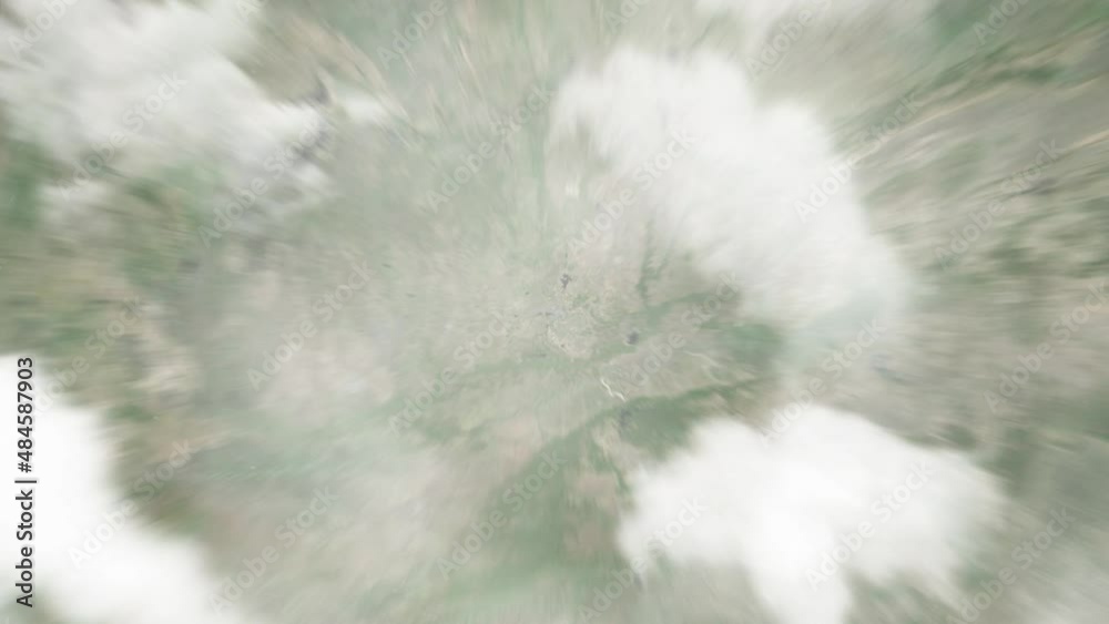 Earth zoom in from outer space to city. Zooming on India, Bhopal. The ...