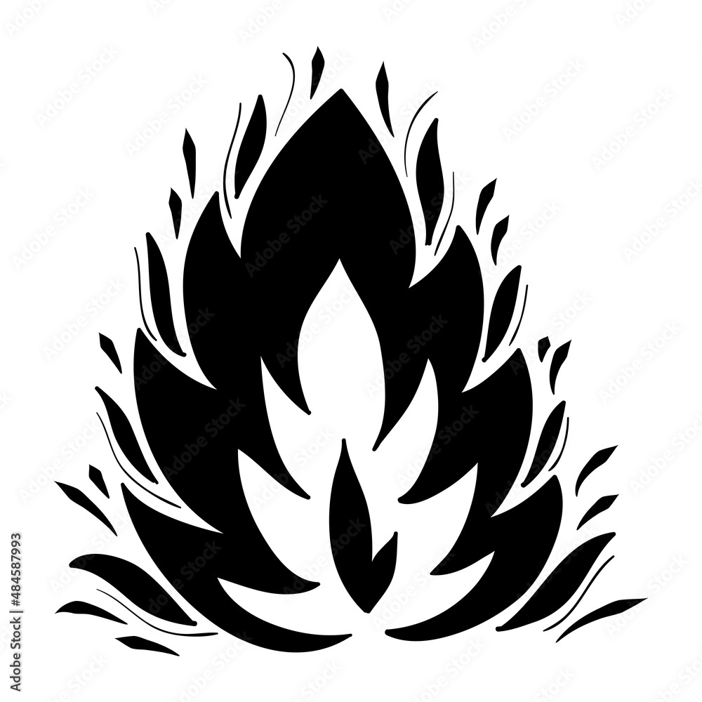 Hand drawn fire icons. Fire Flames Icons Vector Set. Hand Drawn Doodle ...