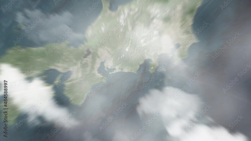 Earth zoom in from outer space to city. Zooming on Japan, Hamamatsu ...