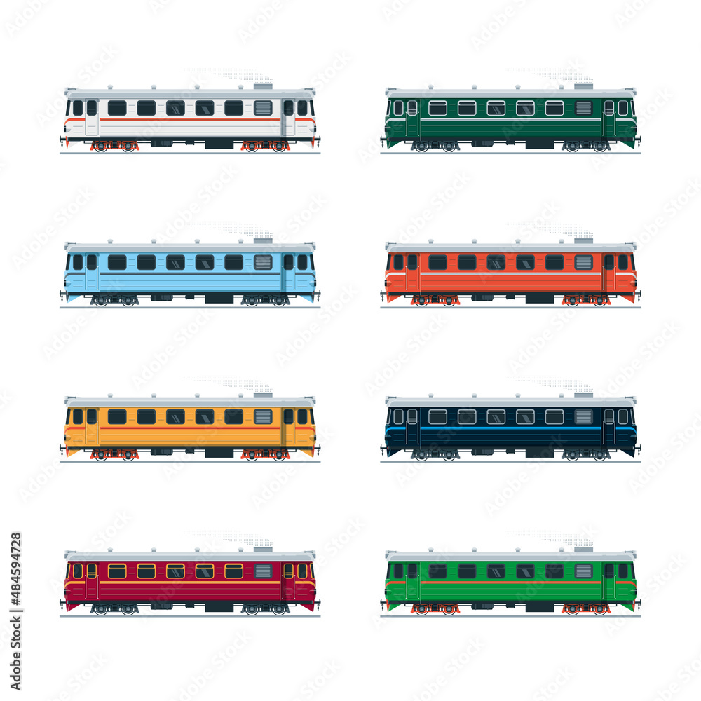 Poster An old-fashioned railcar. Side view. Vector illustration – Wall ...